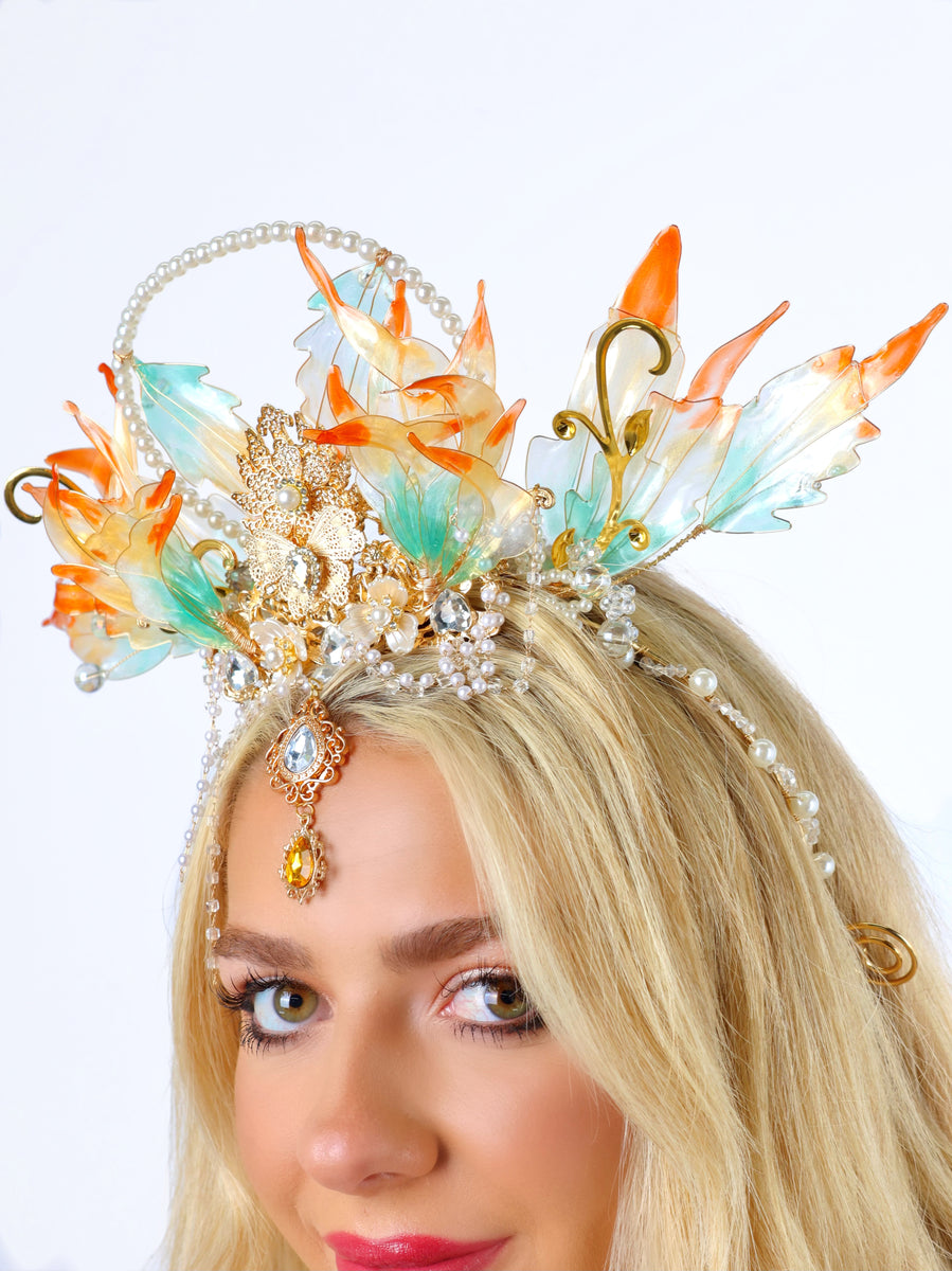 Gold Sunrise Rhinestone Head Jewelry Rave clothes,rave outfits,edc ...