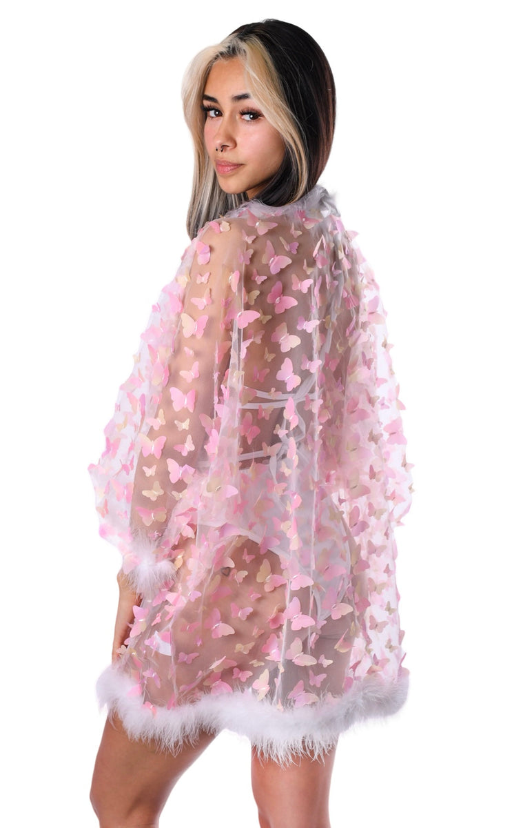 FULL OUTFIT Fuzzy 3D Set - Pink Butterfly Rave clothes,rave – THE LUMI SHOP
