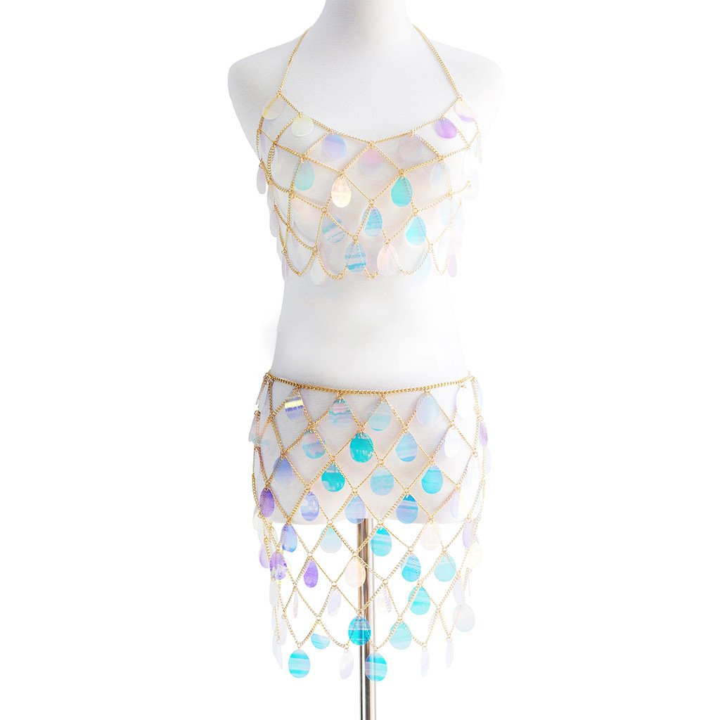 Goddess Crystal Tears Set (Top + Skirt) Rave clothes,rave outfits,edc ...