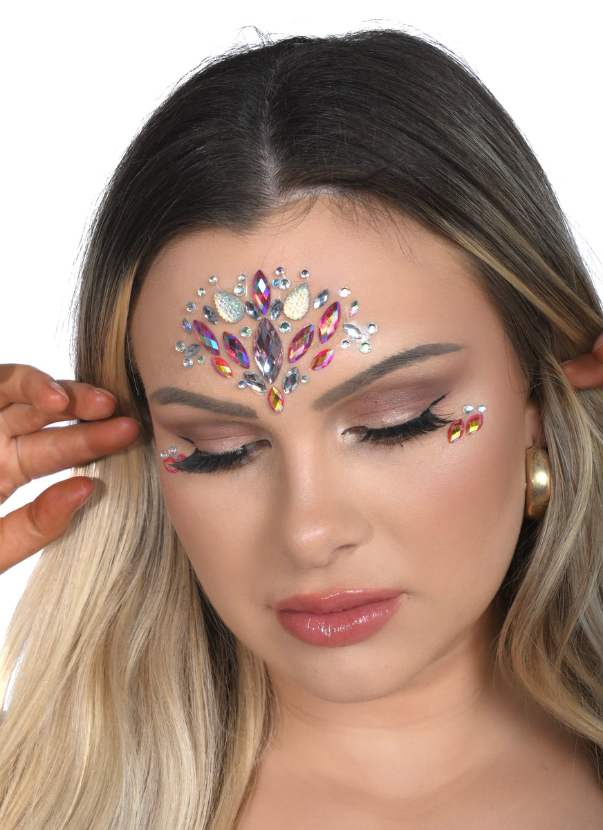 Iridescent Rhinestone Crystal Face Jewels Rave clothes,rave – THE LUMI SHOP