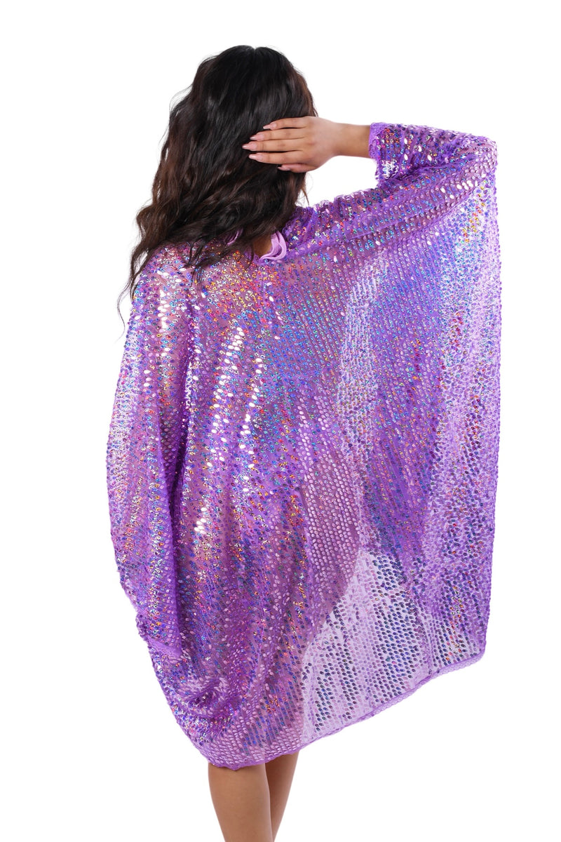 Disco Sequin Kimono - Purple Holographic Rave clothes,rave outfits,edc ...