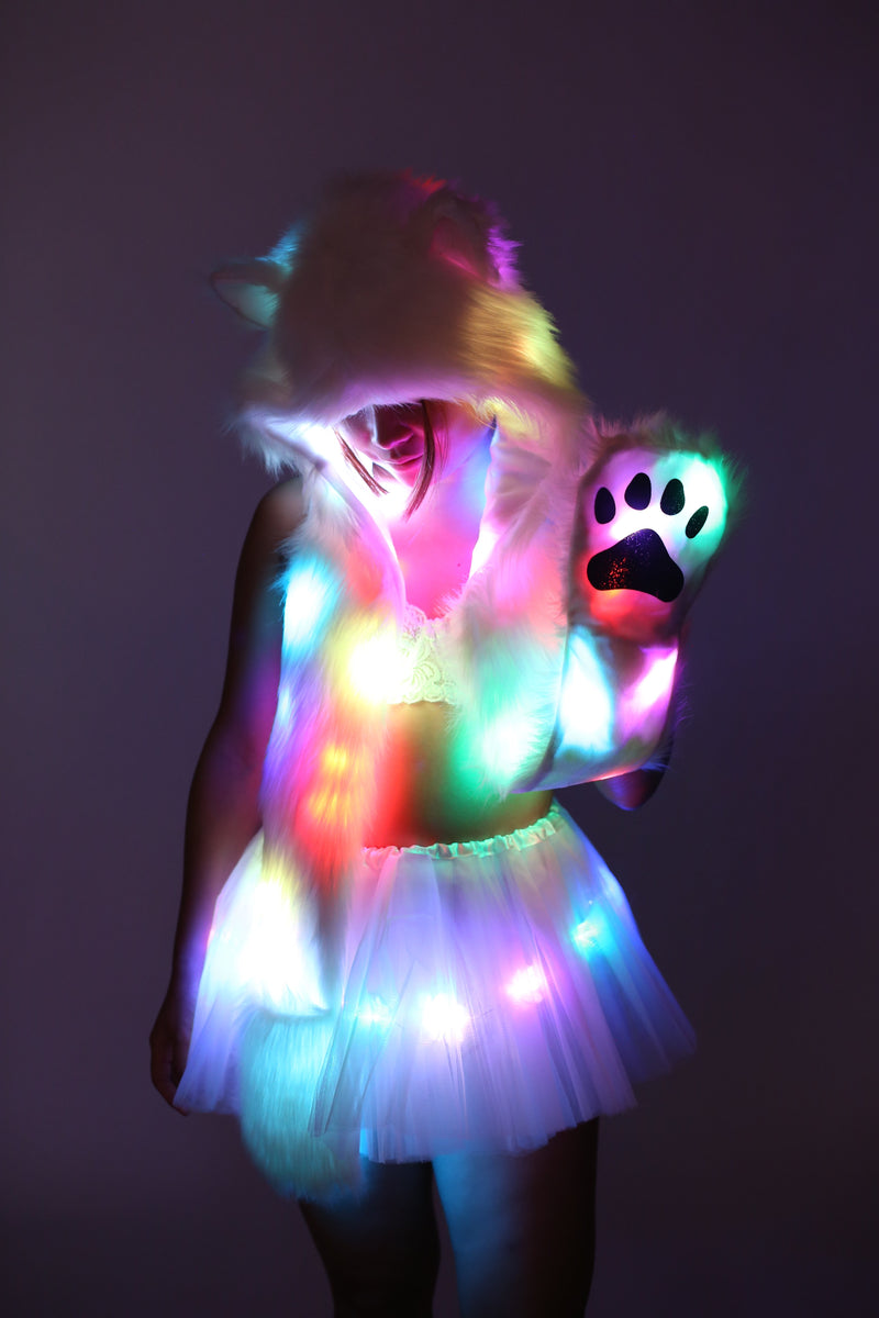 LED Fur Hood - Fuzzy Animal Rave Spirit Hood Rave clothes,rave – THE ...