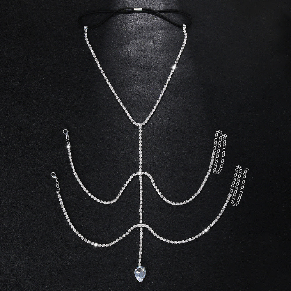 Teardrop Rhinestone Leg Wrap, Leg Chains Rave clothes,rave outfits,edc ...