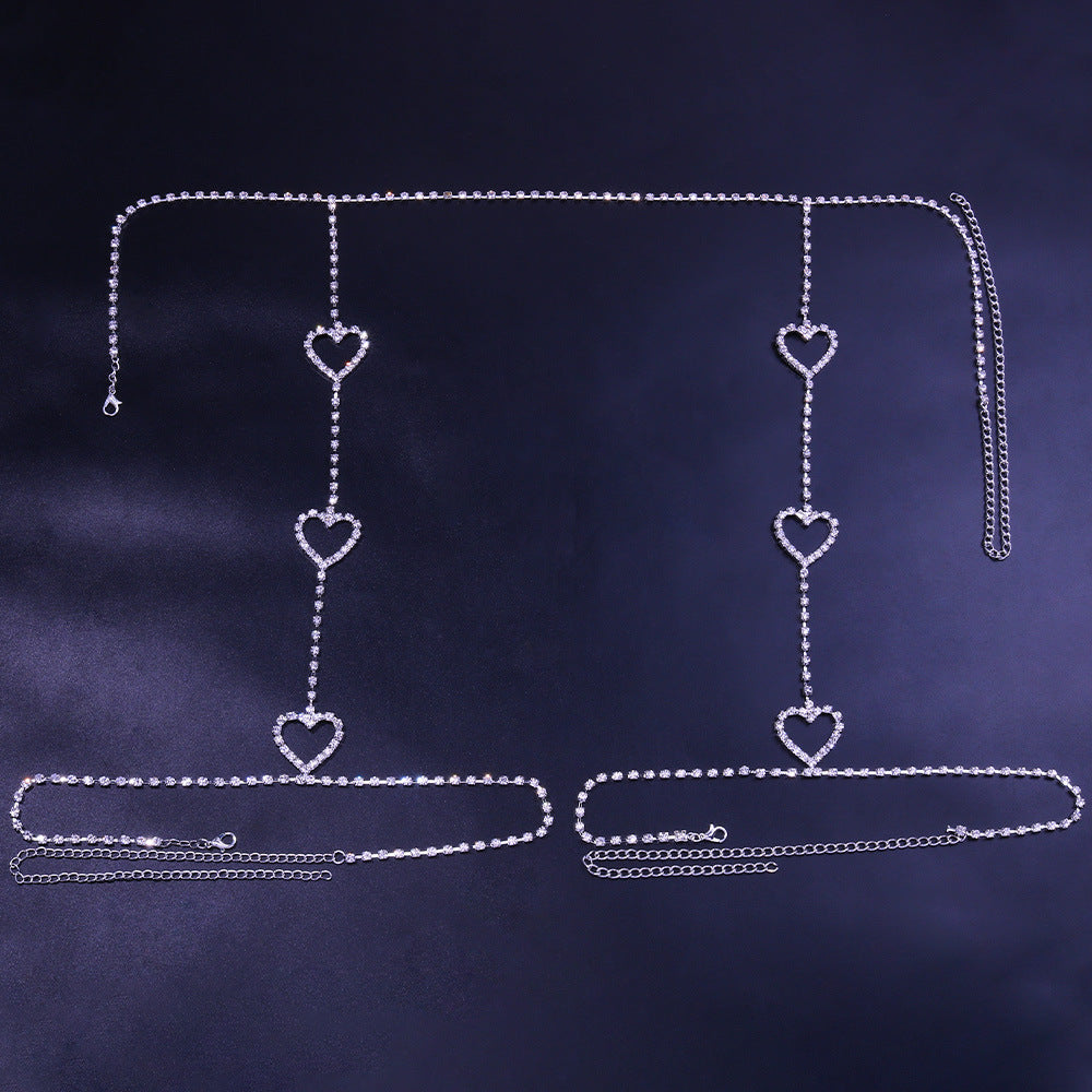 Heart Rhinestone Leg Wrap Leg Chains Rave clothes,rave outfits,edc ...